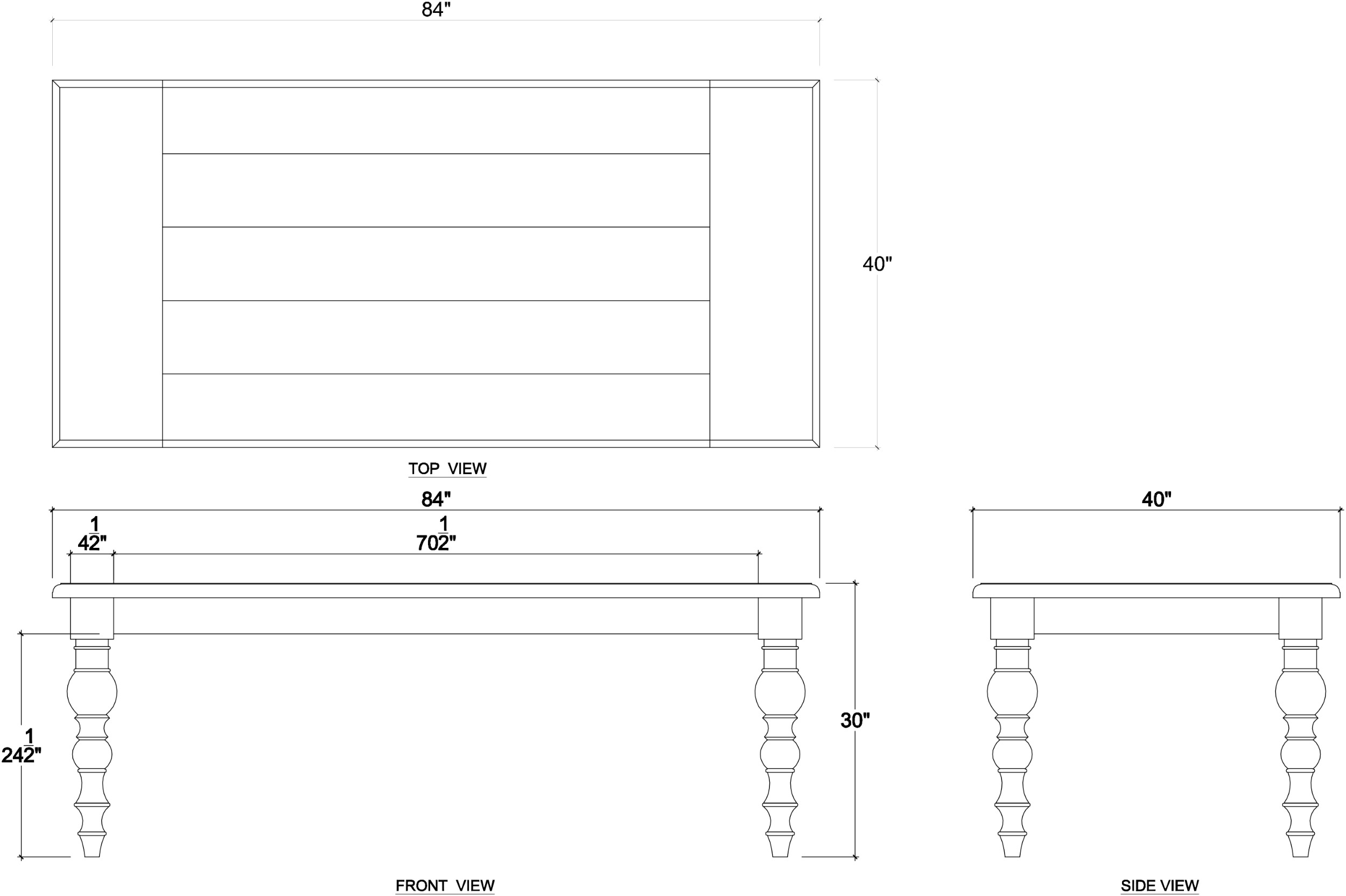 Madison Rectangular Dining Table 84"