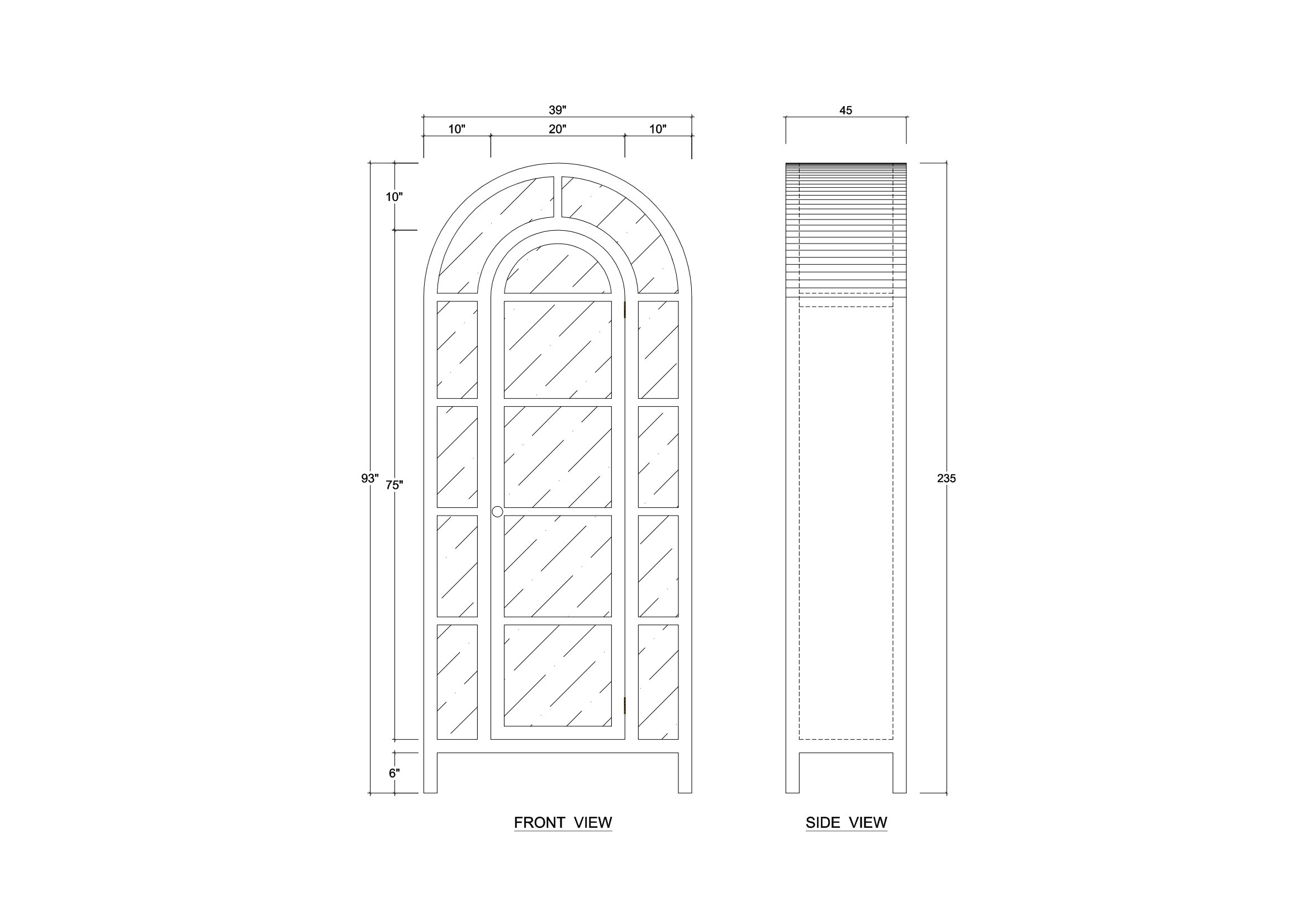 Vannes Display Cabinet w/ Glass Shelves