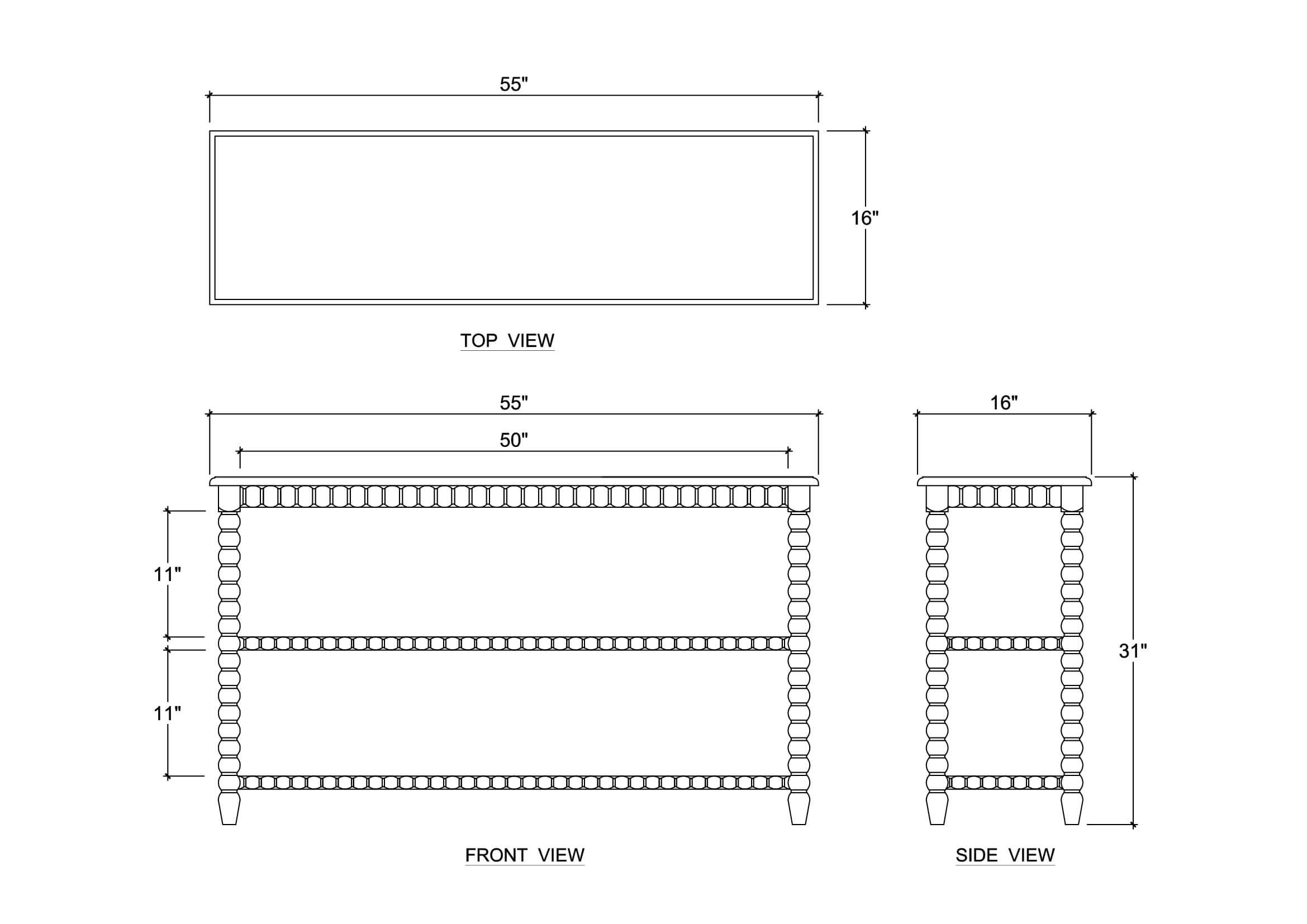 Cholet Console Table w/ Shelf